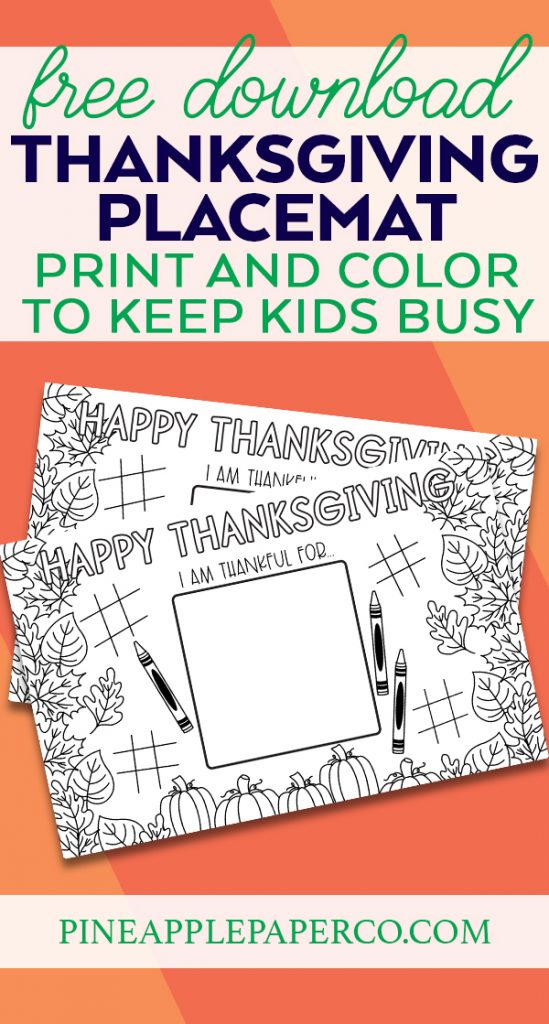 Printable Thanksgiving Placemat Coloring Page - Pineapple Paper Co.
