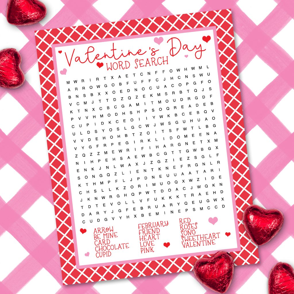 Free Valentine Word Search - Pineapple Paper Co.