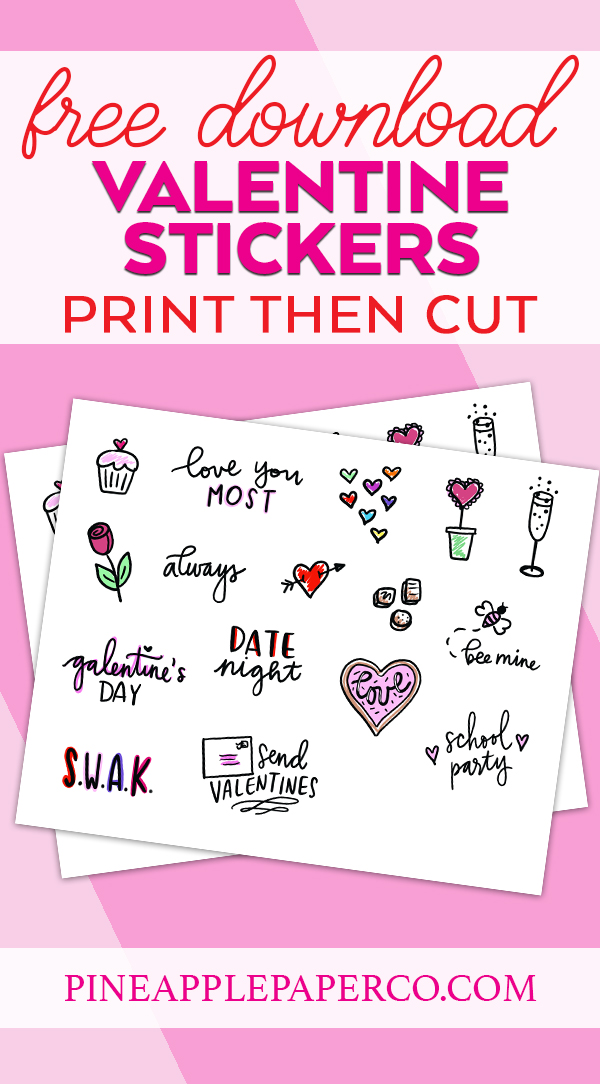 Free Printable Valentine Stickers - Pineapple Paper Co.