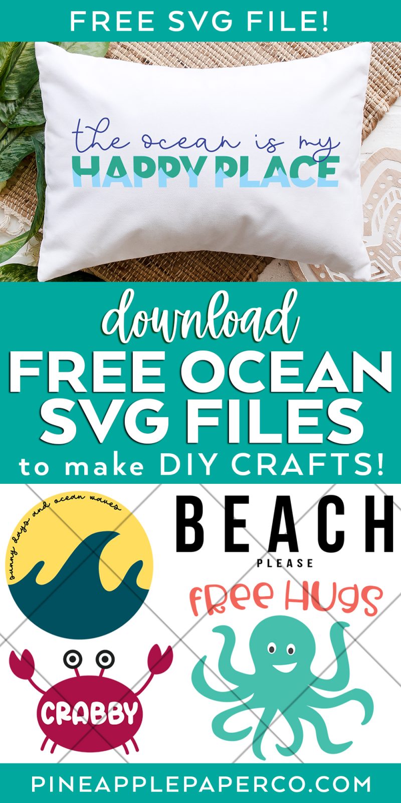 Free The Ocean is My Happy Place SVG File - Pineapple Paper Co.