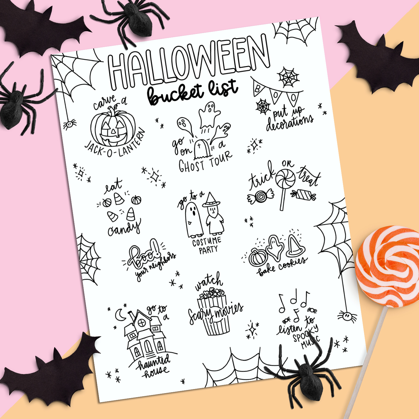 Free Printable Halloween Bucket List - Pineapple Paper Co.