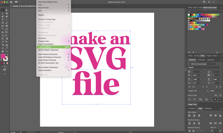 How to Convert Text to Outlines in Illustrator - Pineapple Paper Co.