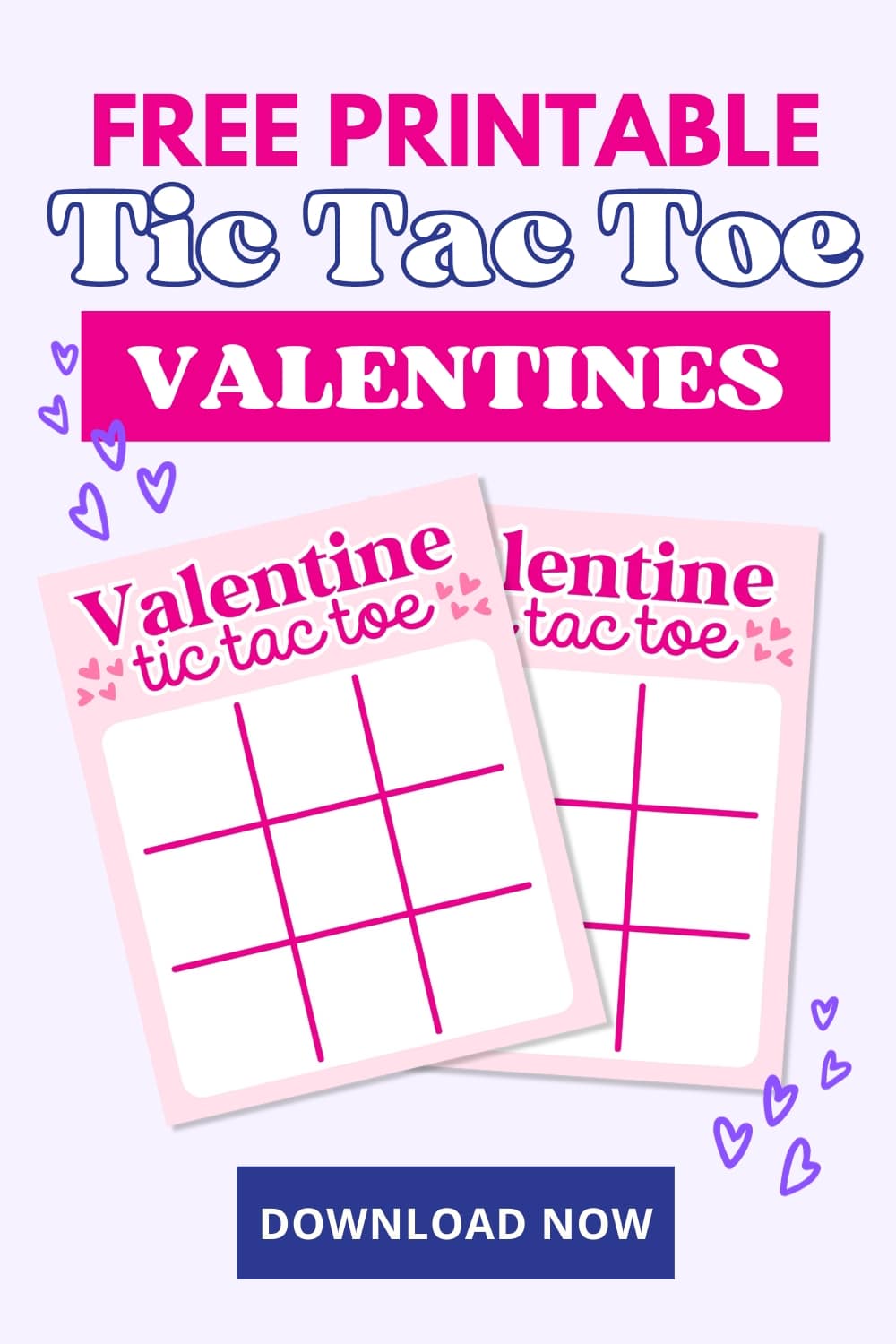 Tic Tac Toe Valentine's Day Printable Game Cards - Pineapple Paper Co.