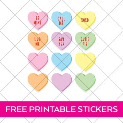 Free Printable Conversation Hearts Sticker Set - Pineapple Paper Co.