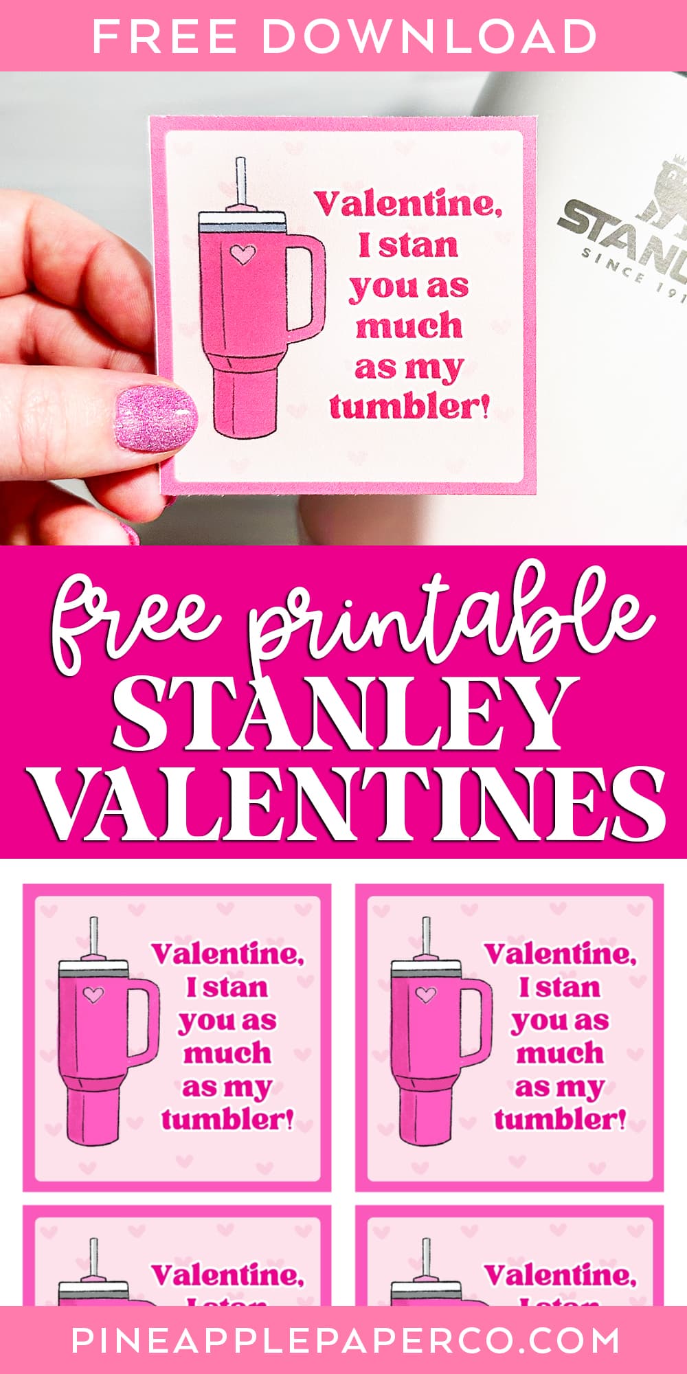 Stanley Valentine's Day Card - Free Printable - Pineapple Paper Co